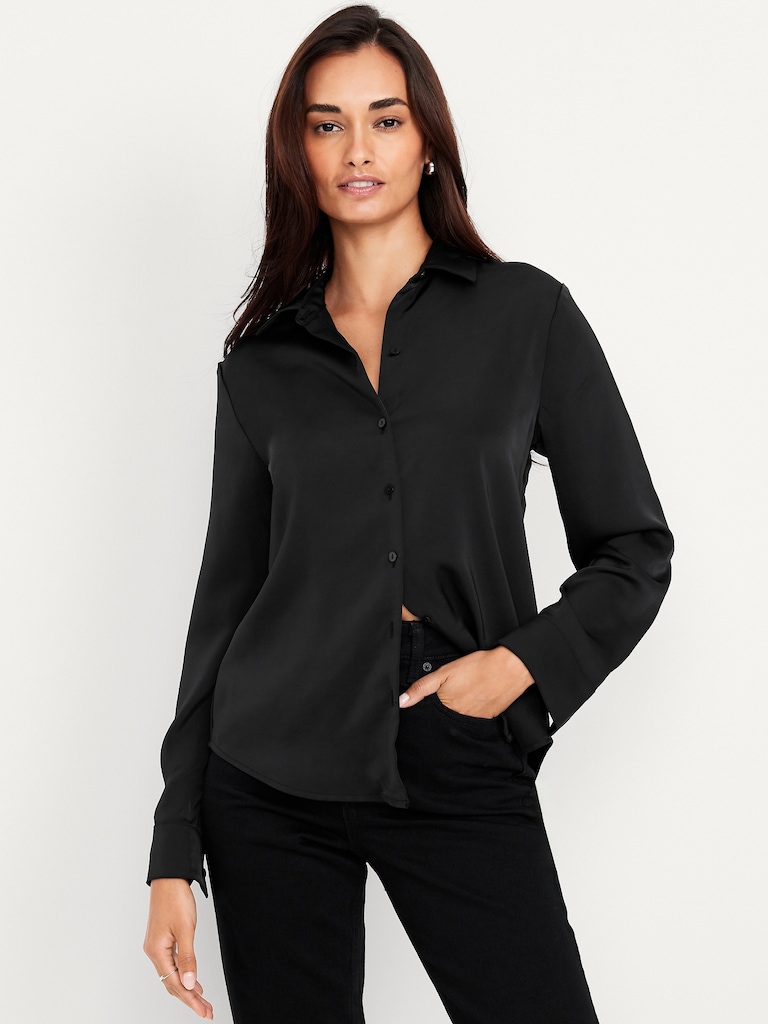 Women's Black Button-Down Shirts | Old Navy